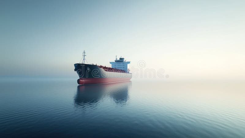 A Large Cargo Ship Navigating through Calm Waters Under Stock ...