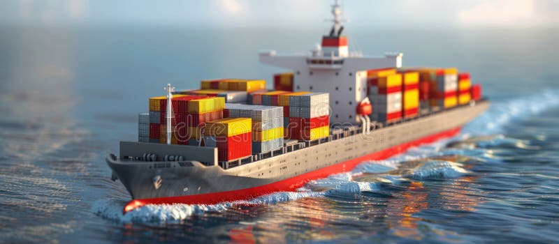 Large Cargo Ship in Open Ocean Stock Photo - Image of nautical, ocean ...