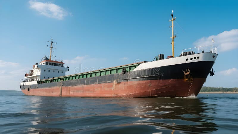 A Large Cargo Ship with a Rust-colored Hull and White Superstructure ...