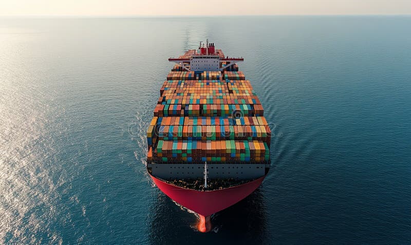 A Large Cargo Ship Sailing Across the Ocean with a Full Load of ...