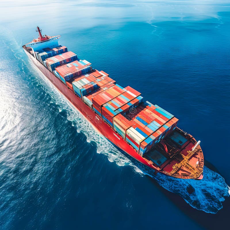 Large Cargo Ship Sailing in the Ocean Stock Image - Image of carrier ...
