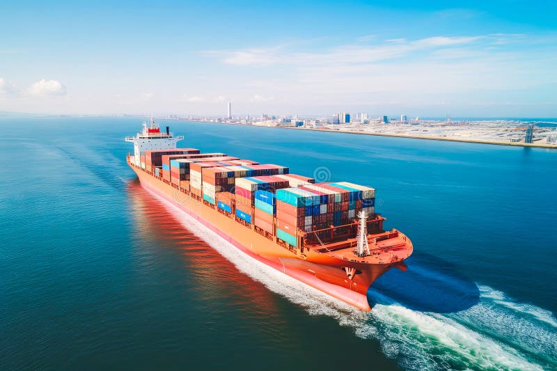 Large Cargo Ship Sailing in the Ocean Stock Photo - Image of freight ...
