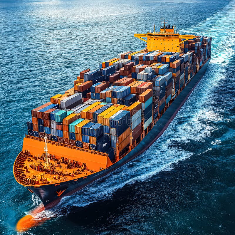 Large Cargo Ship is Sailing through the Ocean Stock Image - Image of ...