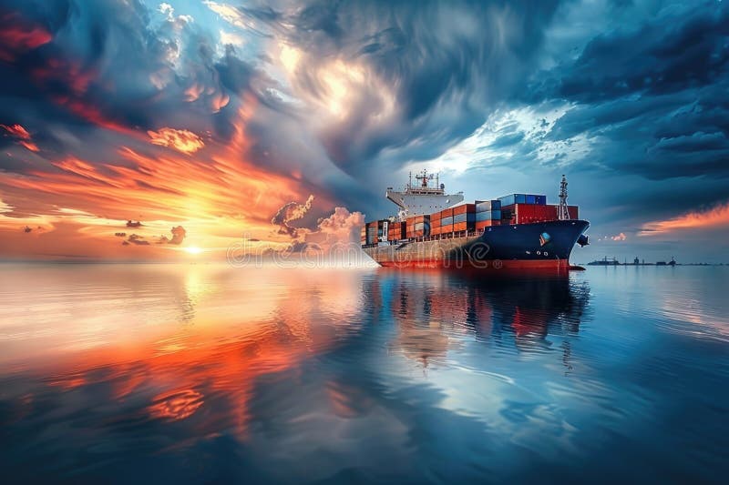 A Large Cargo Ship Sailing on Open Waters, Ideal for Use in ...