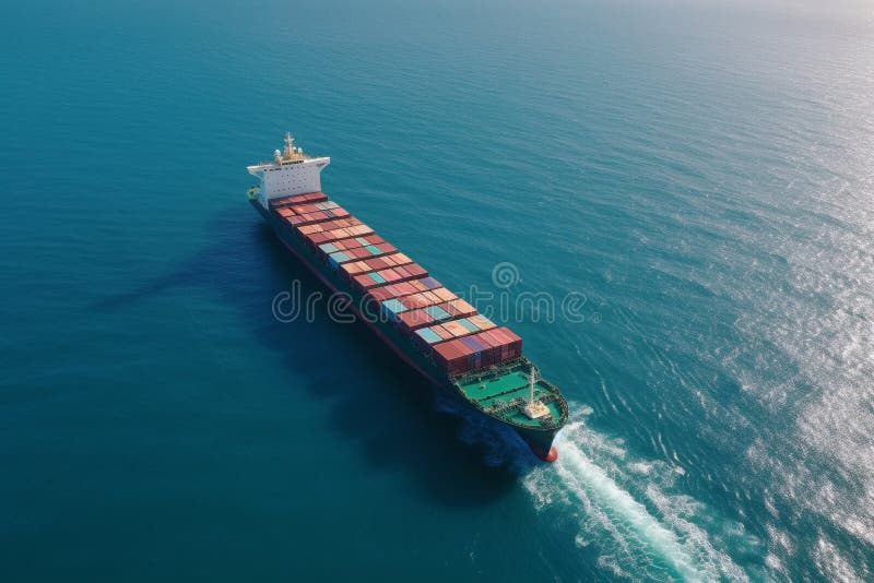 Large Cargo Ship Sailing on the Sea, View from the Drone Stock ...