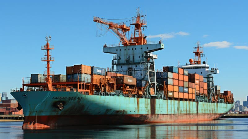 A Large Cargo Ship Sitting in the Middle of a Body of Water. Generative ...