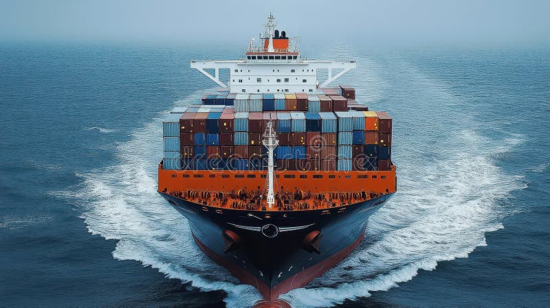 Large Cargo Ship Transporting Containers through Open Waters ...