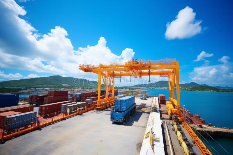 Large Cargo Ship Transporting Import Export Containers on Ocean ...