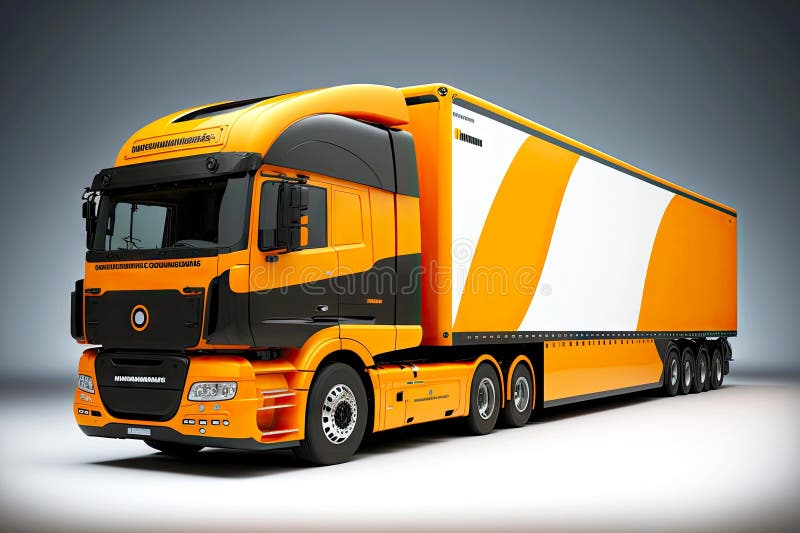Large Cargo Truck with Orange Cabin for Inter-mountain Cargo ...