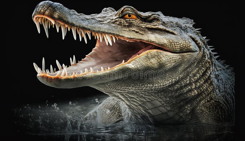 Large Carnivorous Reptile With Sharp Teeth Underwater Generative Ai Stock Illustration