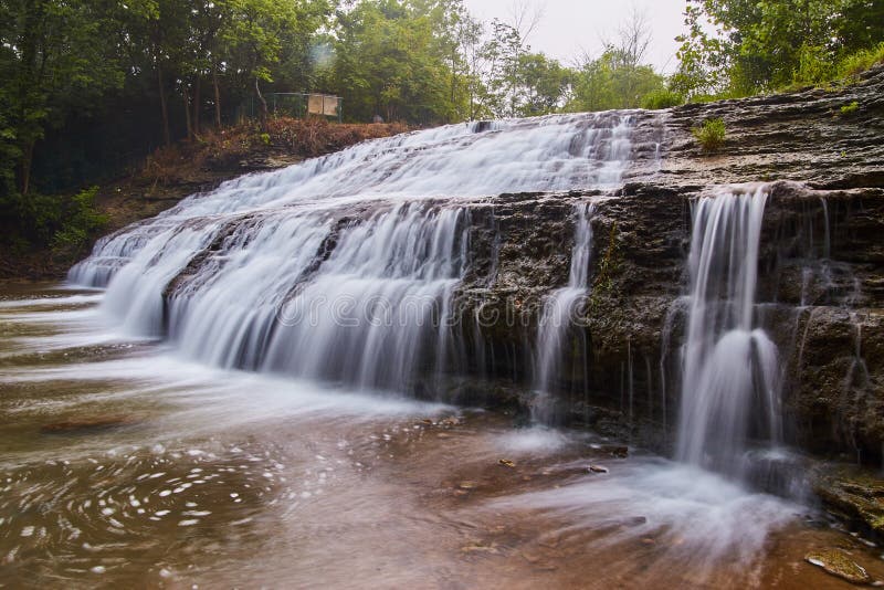 Large Cascading Waterfall Tumbling into a Peaceful Pool. Falling Foss ...