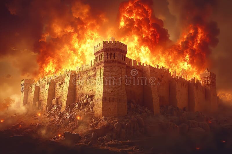 Castle Fire Large Tower Middle Stock Photos - Free & Royalty-Free Stock ...