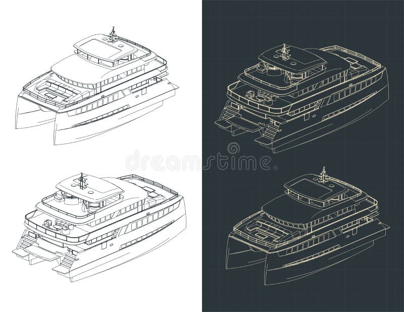 Large Catamaran Isometric Drawings Stock Vector - Illustration of ocean ...