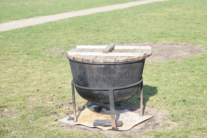 Large Cauldron for Cooking Food Over a Fire Stock Photo - Image of ...