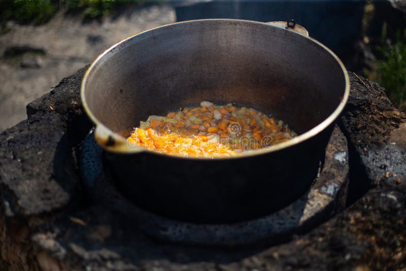 Large Cauldron with a Fluffy Soup on the Street Stock Image - Image of ...