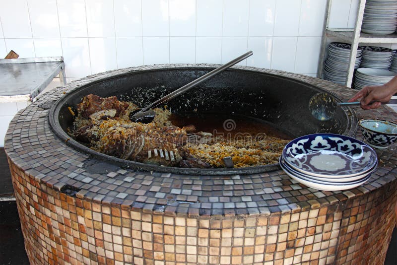 Large Cauldron with the Ready Pilaf Stock Image - Image of asia ...