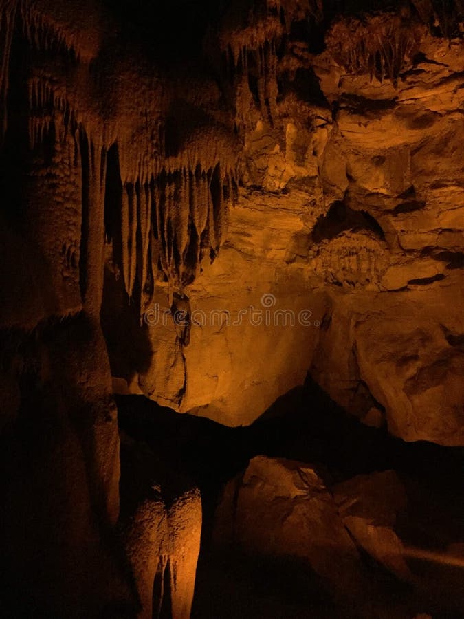 Large Cave in Mammoth Cave Kentucky with Sparse Lighting and Formations ...