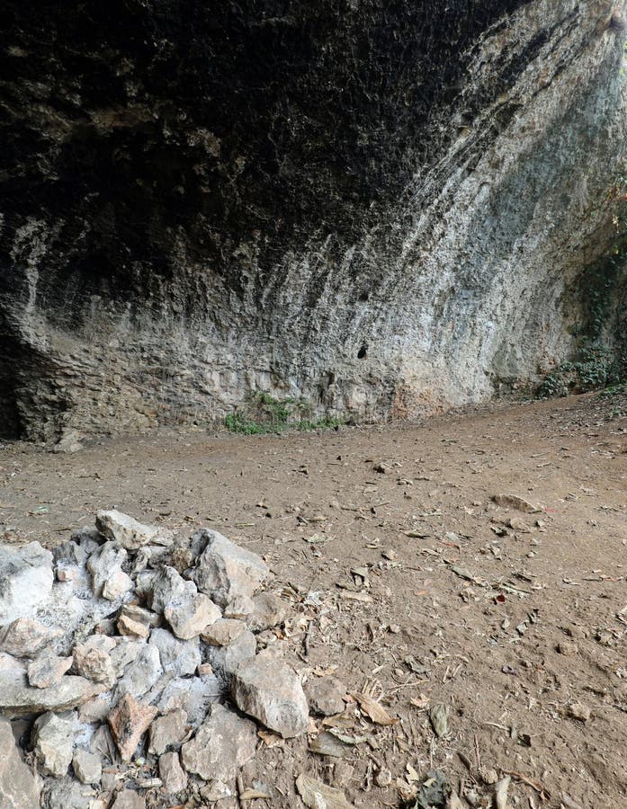 Large Cave in the Rock Used As a Dwelling by Primitive Men Stock Photo ...