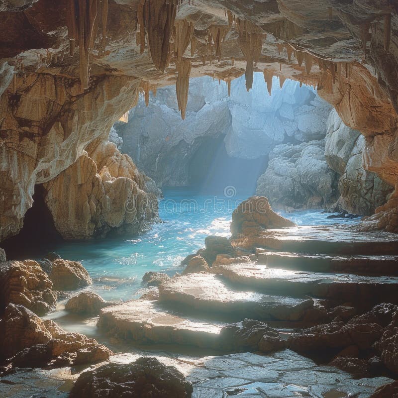 Large Cave with Water Pool stock image. Image of echo - 314523285