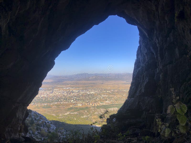 Large Caves with Interesting Sights To the City Stock Image - Image of ...