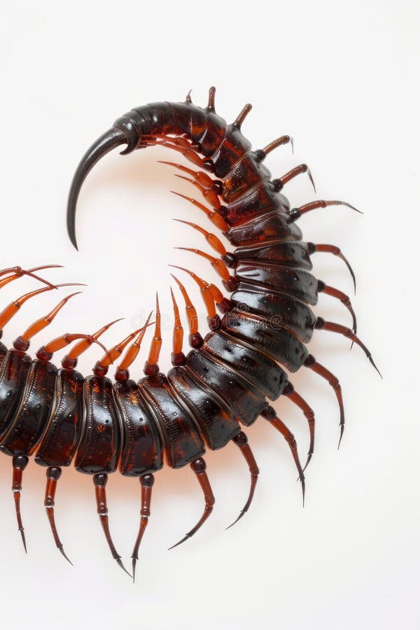 A Large Centipede Crawling on a Plain White Background. Suitable for ...