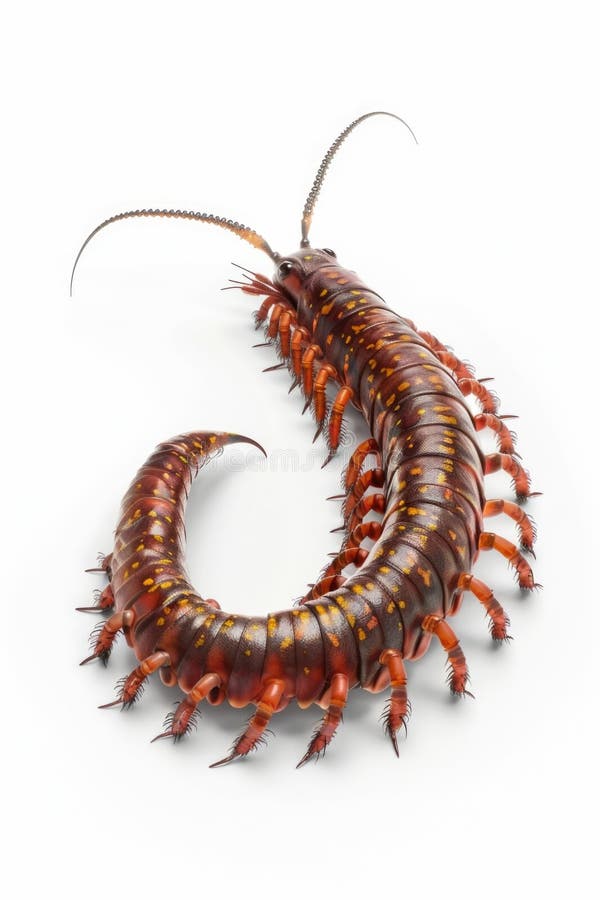 A Large Centipede Moves Across a Clean and Flat Surface, Its Multiple ...