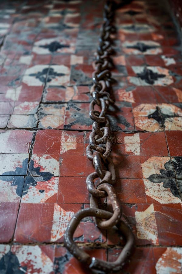 A Large Chain on a Tiled Floor, Suitable for Industrial or Security ...