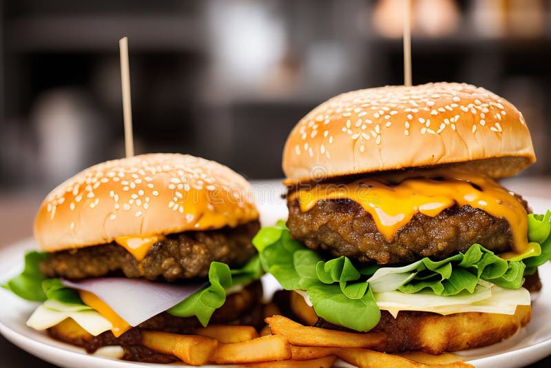 Large cheeseburger on bar stock illustration. Illustration of barbecue ...