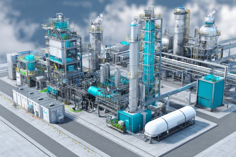 Industrial Facility Large Storage Tanks Piping Processing Materials ...