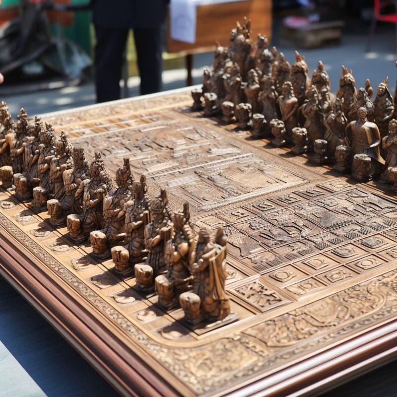 A Large Chess Board the Figures are Made To the Stock Illustration ...