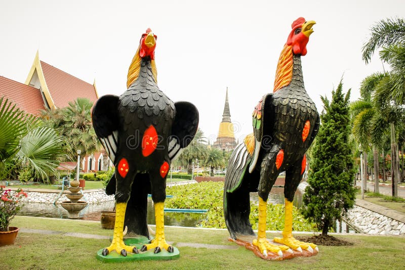 Large Chicken Statue in the Temple Stock Image - Image of object ...
