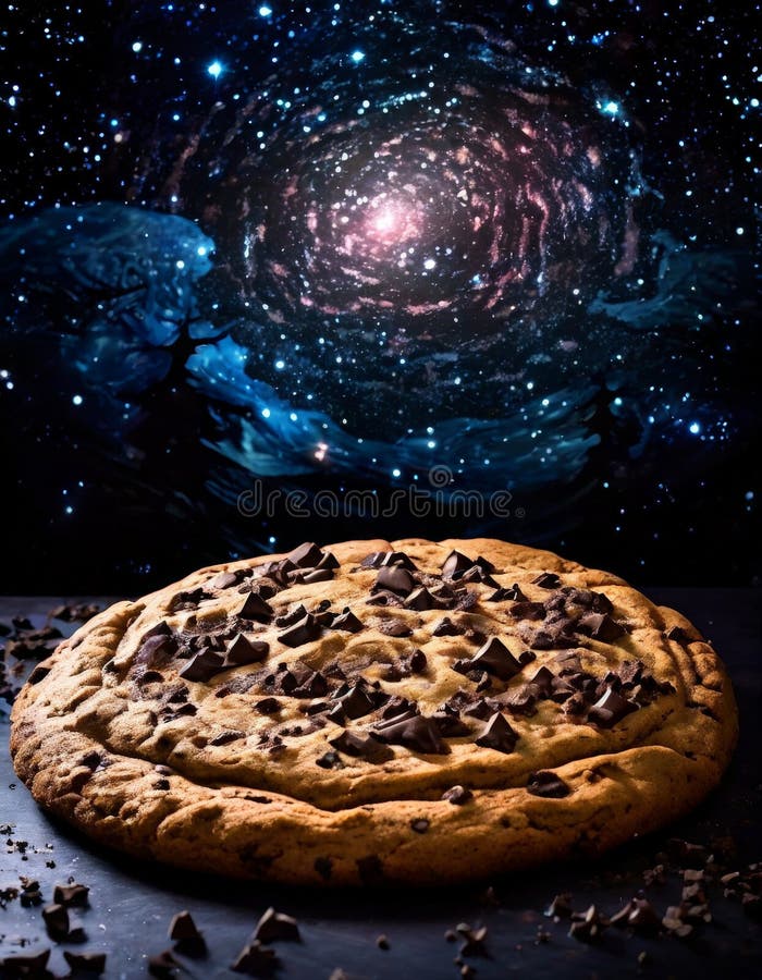 Cosmic Chocolate Chip Cookie Against a Galactic Background Stock Photo ...