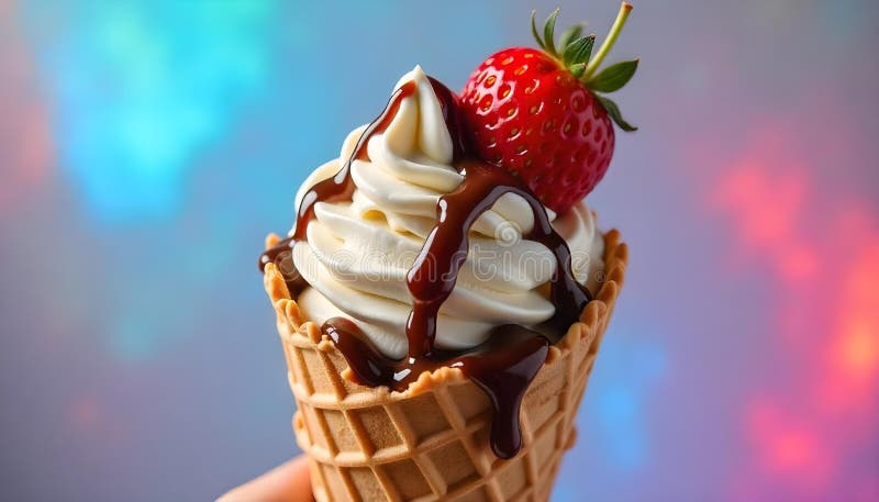 Large Chocolate Ice Cream Cone with a Crispy Outer Shell Decorated ...