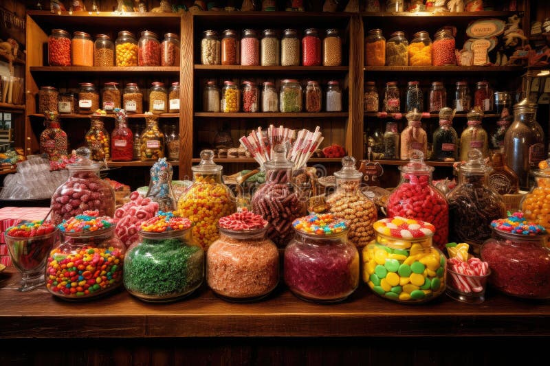 Large Choice of Sweets in a Candy Shop. AI Generative Stock ...