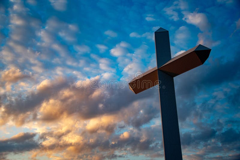 Large Cross with Blue Evening Sky Stock Image - Image of icon, religion ...