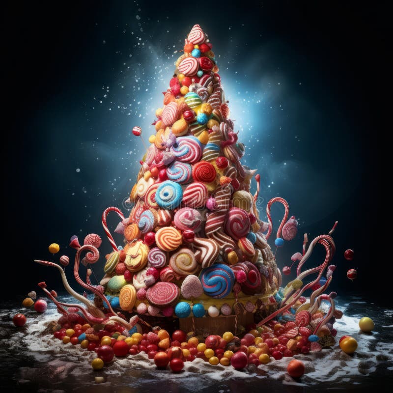 A Large Christmas Tree Made of Candy Stock Photo - Image of symbol ...