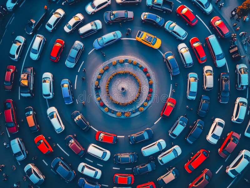 Large Circle of Cars is Shown in the Image Stock Photo - Image of ...