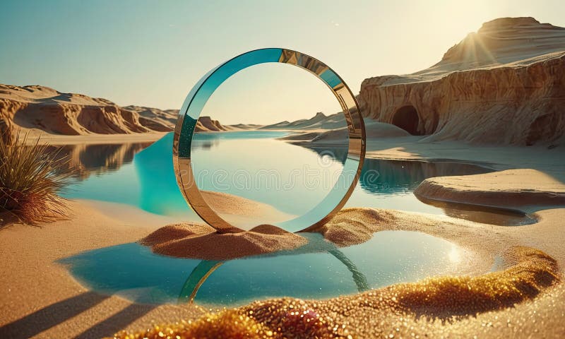 A Large Circle is in the Middle of a Desert, Surrounded by Sand and ...