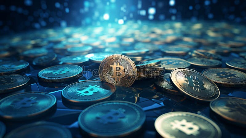 A Large Circle-shaped Stack of Coins, with a Golden Bitcoin in the ...