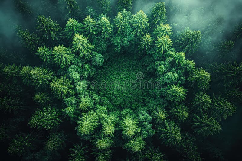 Large Circle of Trees with a Green Center Stock Photo - Image of ...