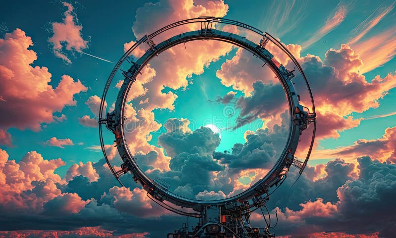 A Large Circle is Visible in the Sky, with the Sun Peaking through the ...