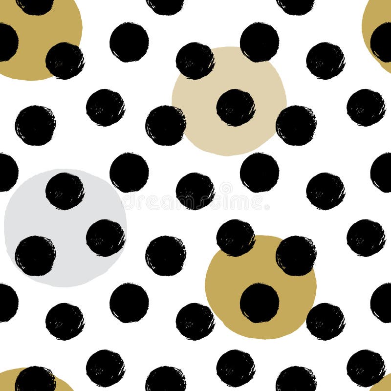 Large Circles Pattern with Black Hand Drawn Ink Texture, Seamless ...