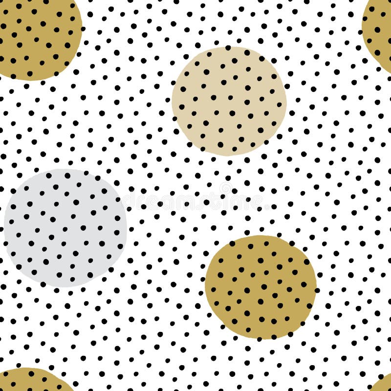 Large Circles Pattern with Black Hand Drawn Ink Texture, Seamless ...
