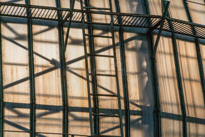 Large Circular Metal Structure Under Construction in an Industrial ...