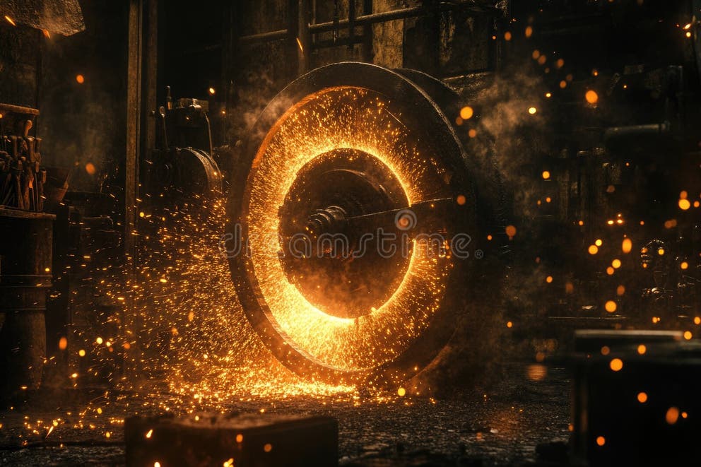 A Large Circular Object Emitting Sparks Stock Photo - Image of emitter ...