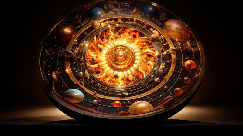 A Large Circular Object with a Sun in the Center of it, AI Stock Photo ...