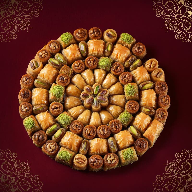 Large Circular Platter of Assorted Turkish Baklava Sweets Stock ...
