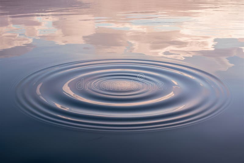 A Large Circular Ripple in the Water with a Cloud Behind it, AI Stock ...