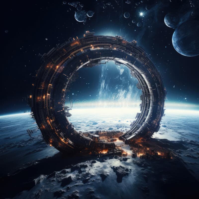 A Large Circular Space Station in Space Stock Photo - Image of ...