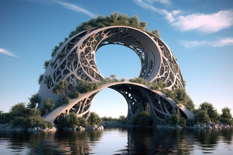 A Large Bionic Design Circular Structure with Trees Growing Out of it ...